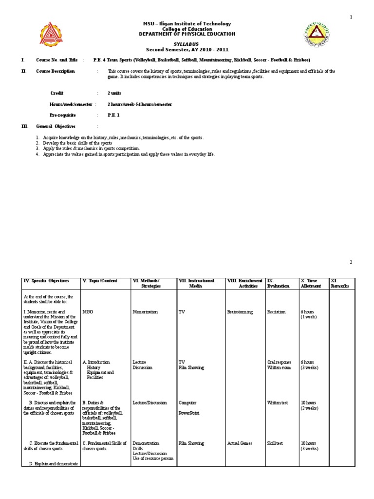 PE4 Team Sports | PDF | Sports | Physical Education