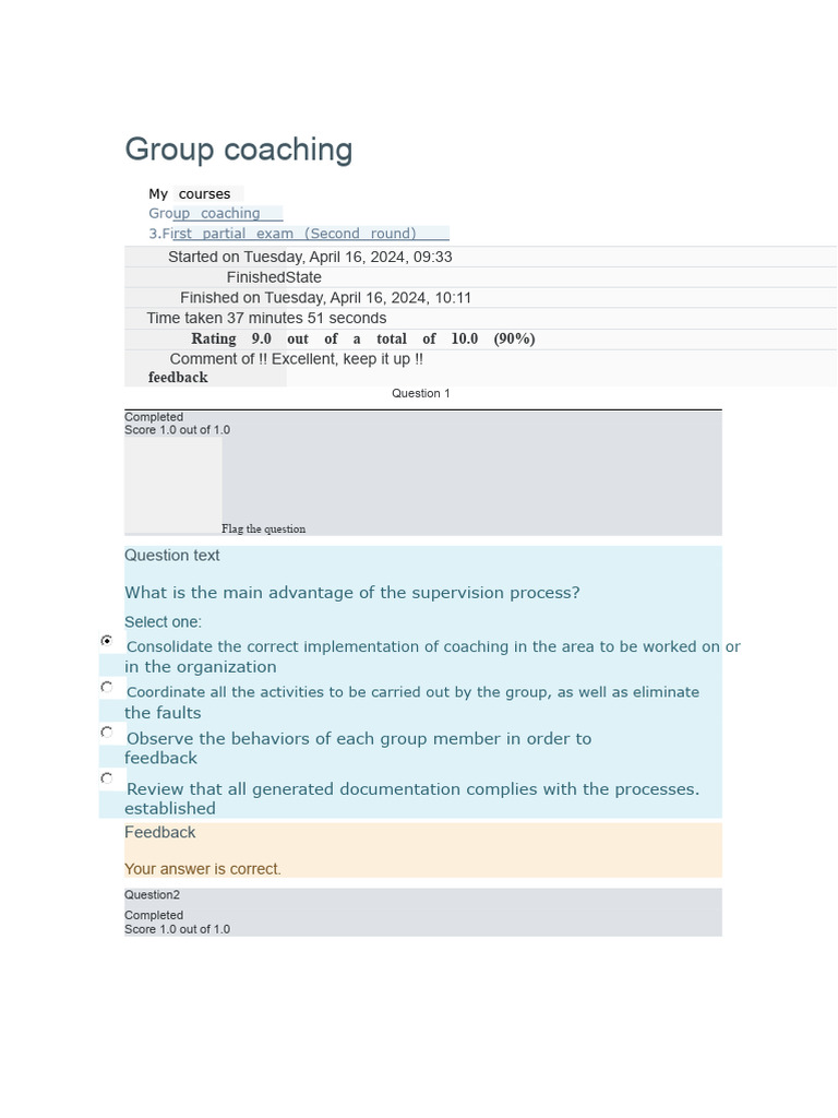 Group Coaching Exam First Partial Second Round | PDF | Psychology ...