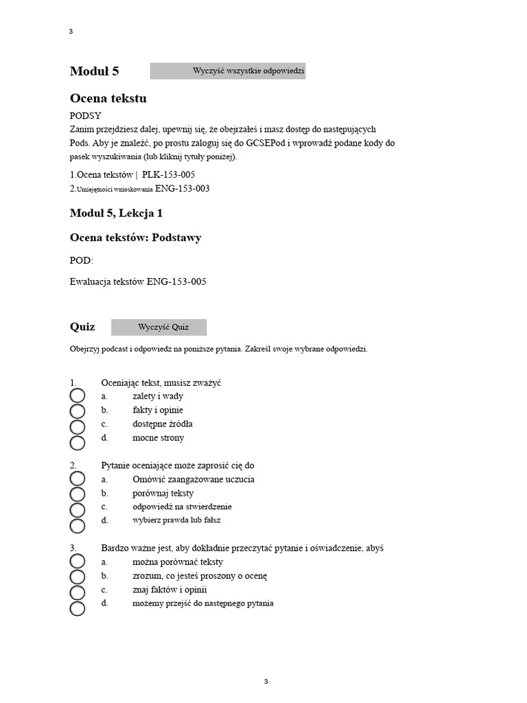 Ocena Tekstu - Podstawowy | PDF