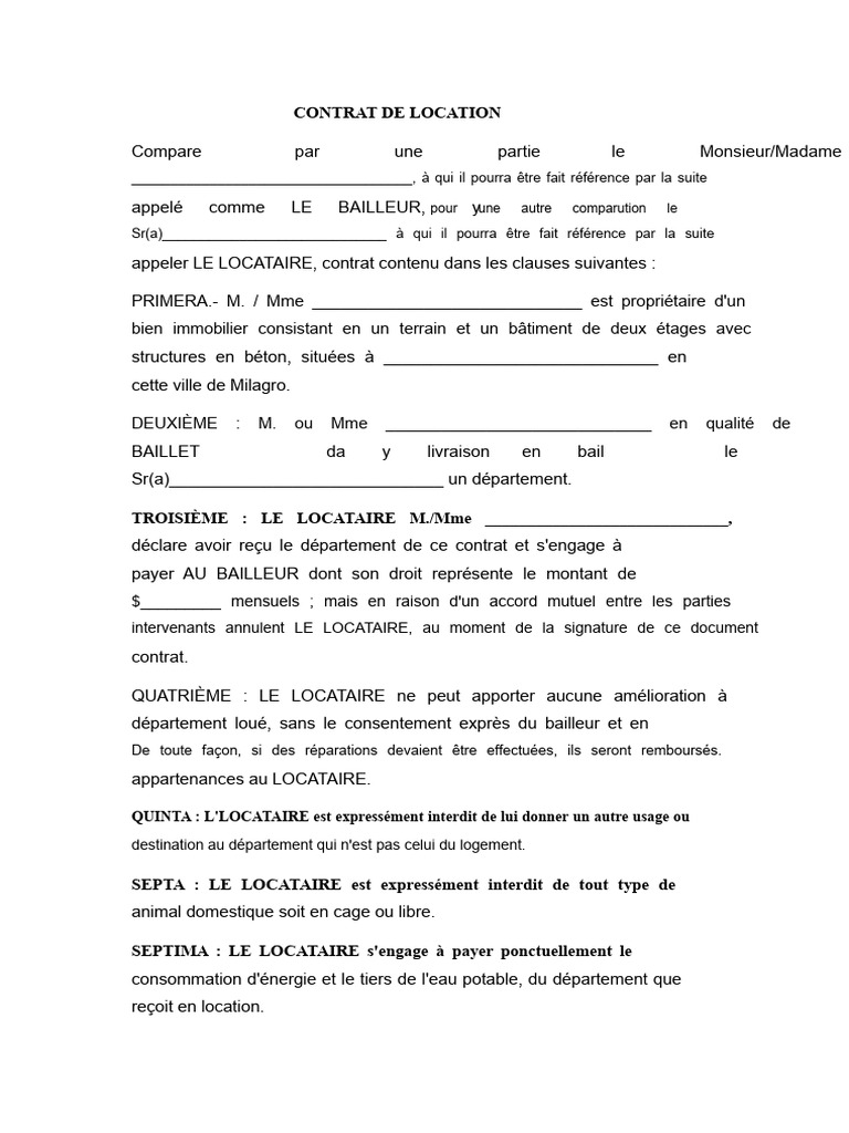 Contrat de Location Simple en Français | PDF | Location | Droit privé