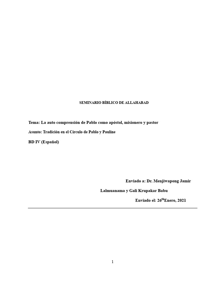 La Autocomprensión de Pablo | PDF | Pablo el apóstol | Apóstol