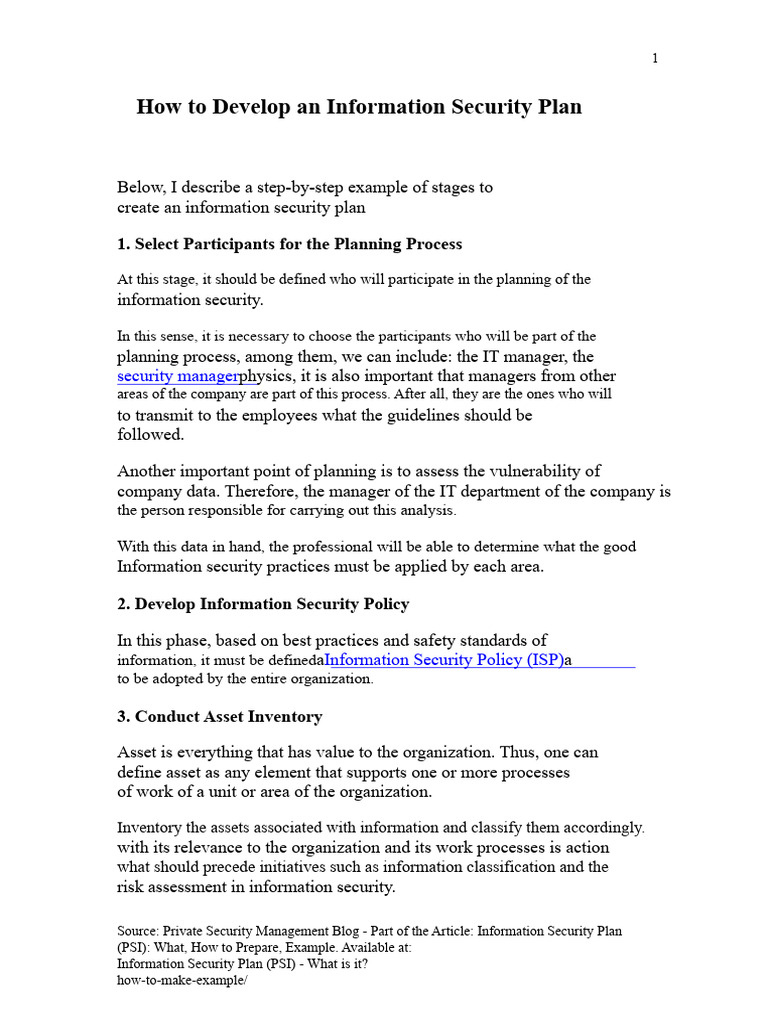 Create an Effective Security Plan | PDF | Information Security | Risk ...