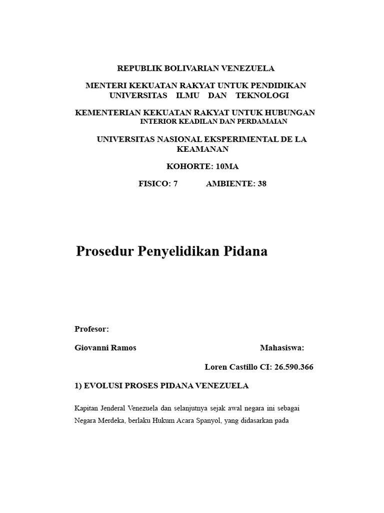 Proses Pidana dan Penyelidikan di Venezuela | PDF