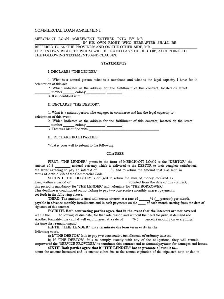 Merchant Loan Contract | PDF | Loans | Interest