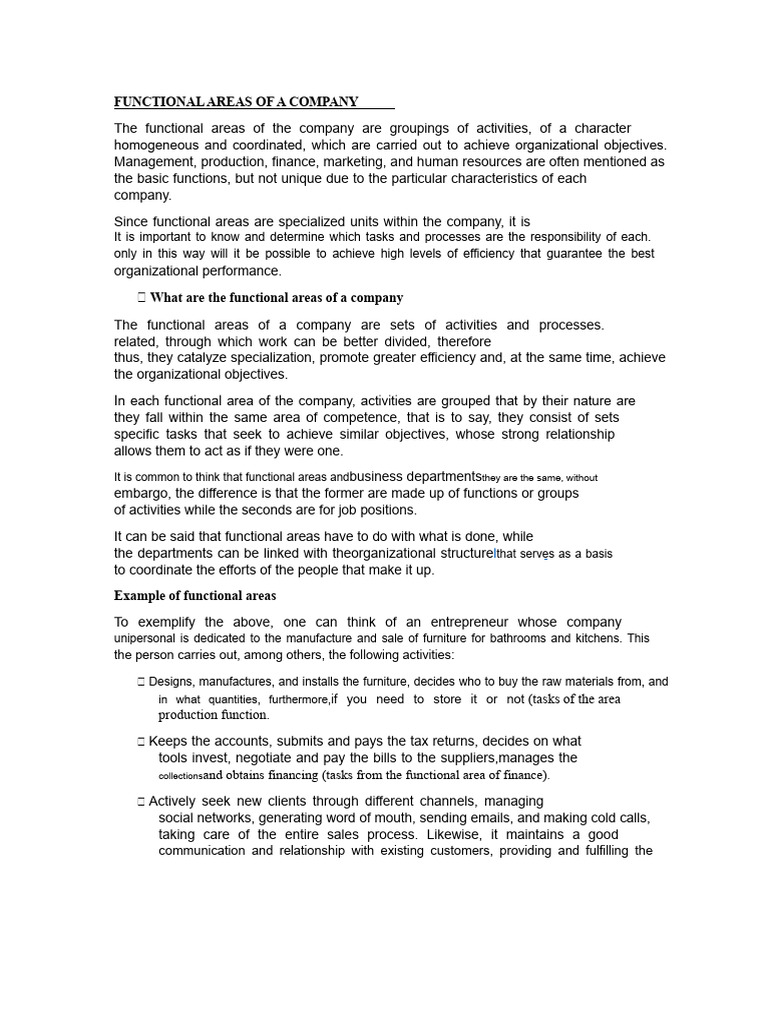 Functional Areas of A Company | PDF | Employment | Corporate Social ...