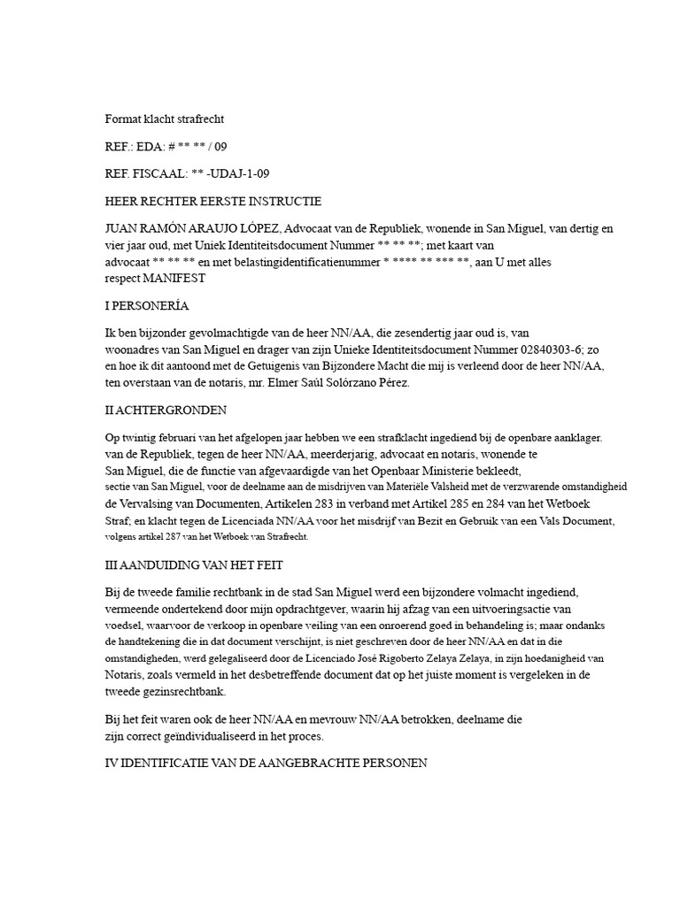 Formulier Van Strafklacht | PDF