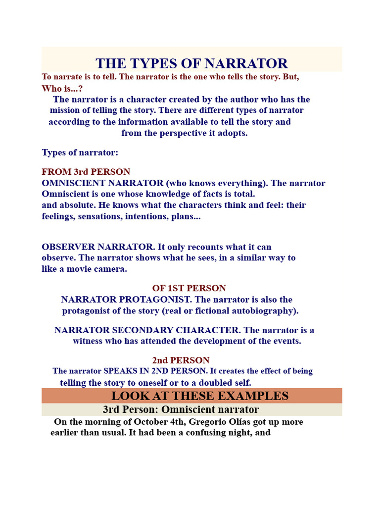 The Types of Narrator | PDF | Narration