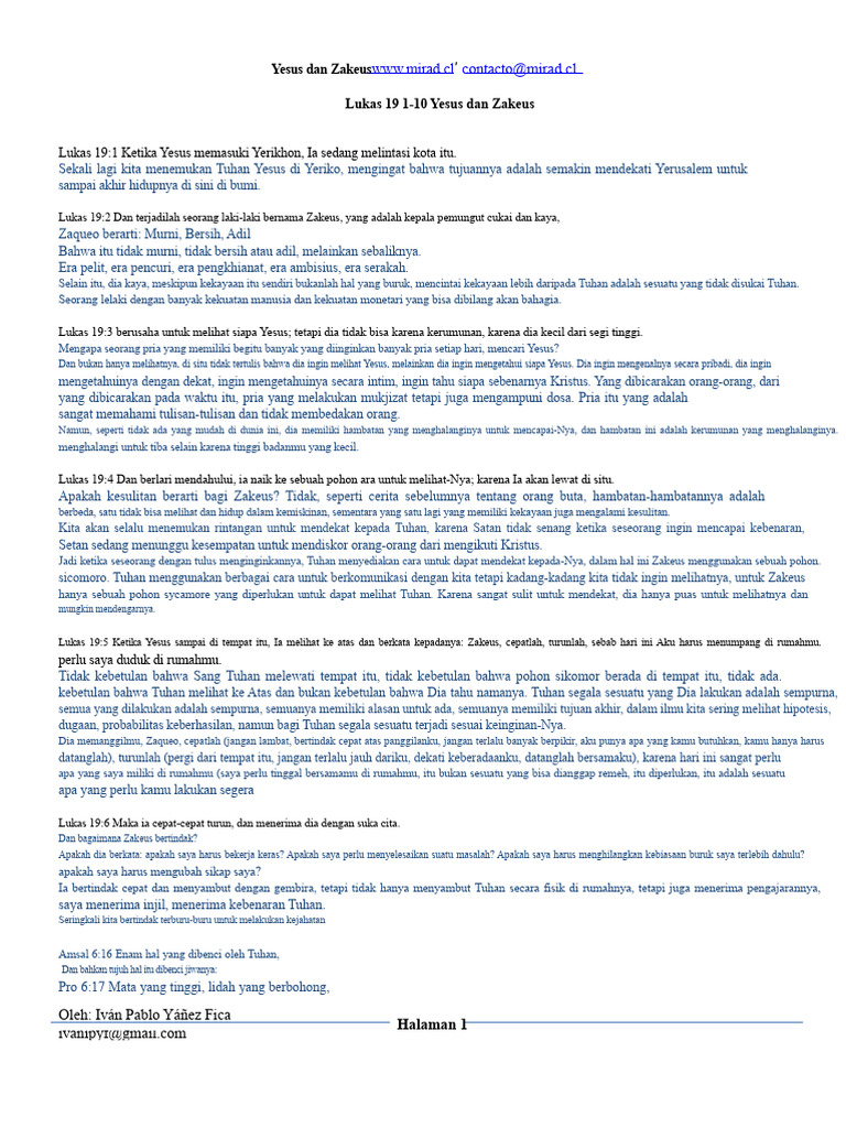 Lukas 19:1-10 Yesus Dan Zakeus | PDF