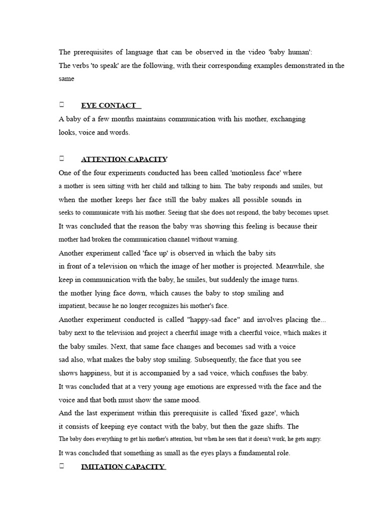 Identification of Language Prerequisites. Activity 1 | PDF | Imitation ...