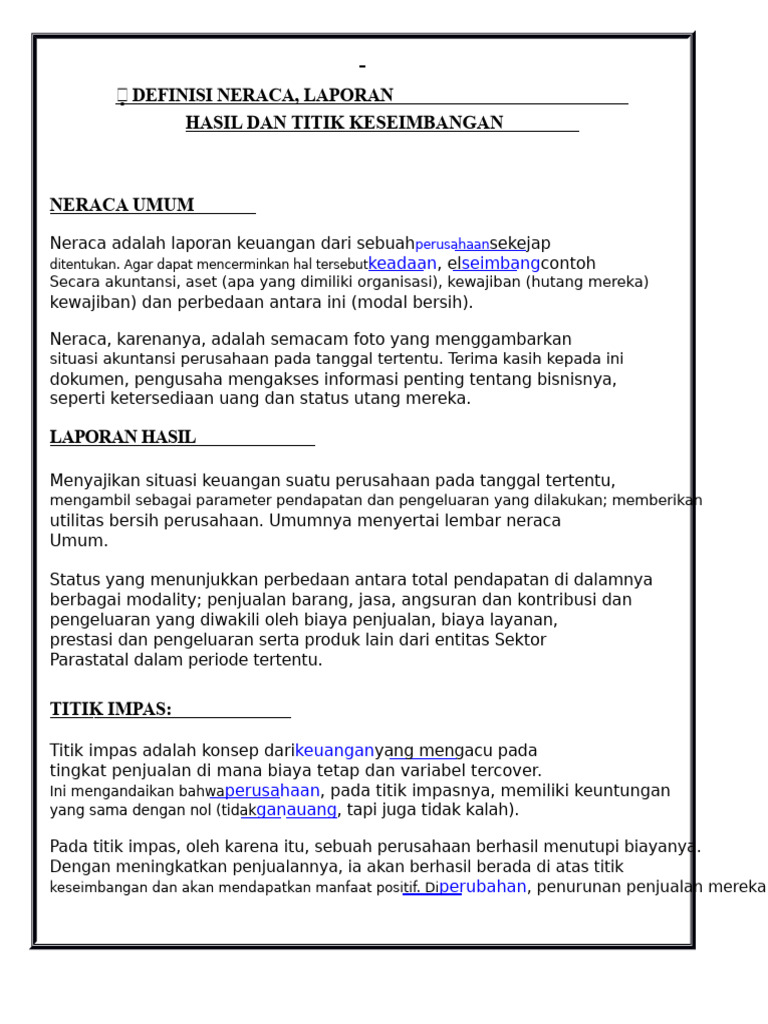 Definisi Neraca Umum | PDF