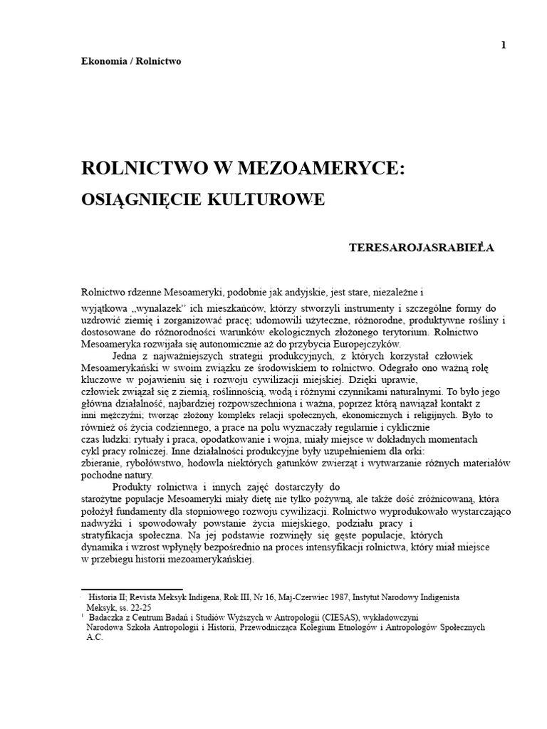 Rolnictwo W Mesoameryce | PDF