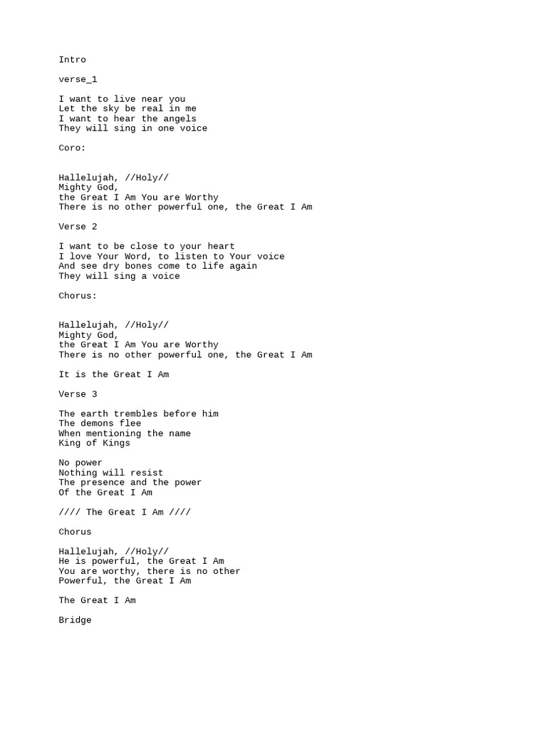 Lyrics of The Great I Am | PDF