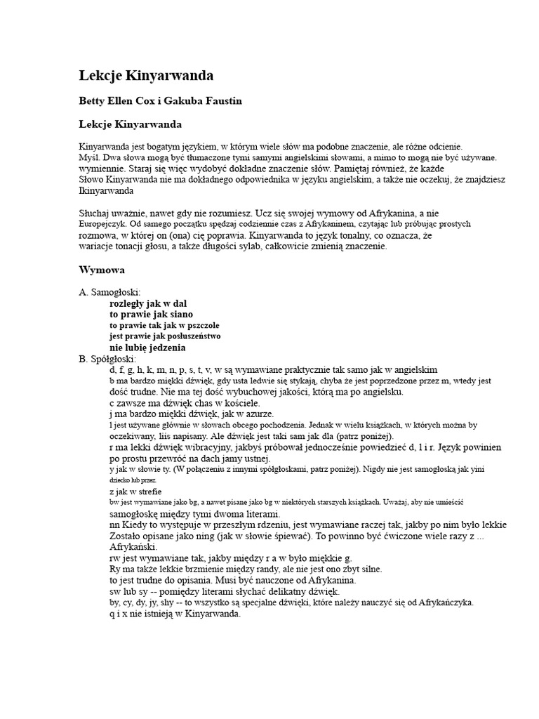 Lekcje Kinyarwanda | PDF