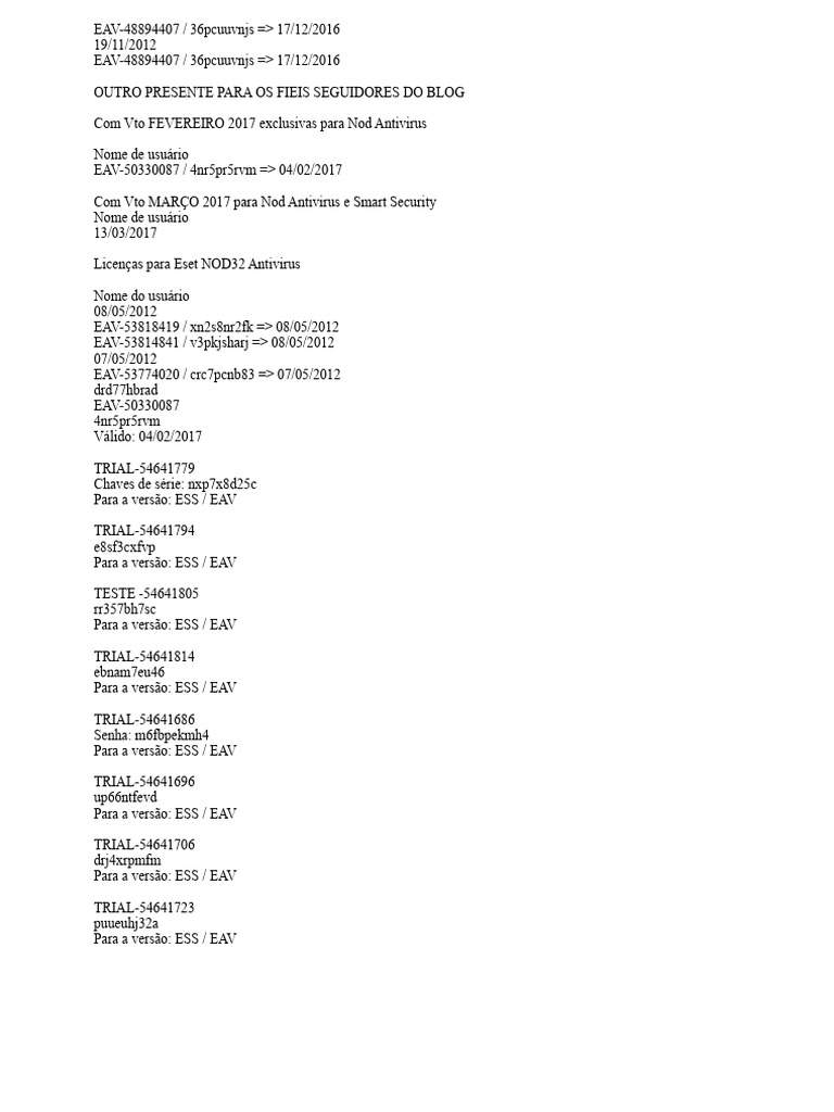 Serial Nod 32 Versão 5 | PDF