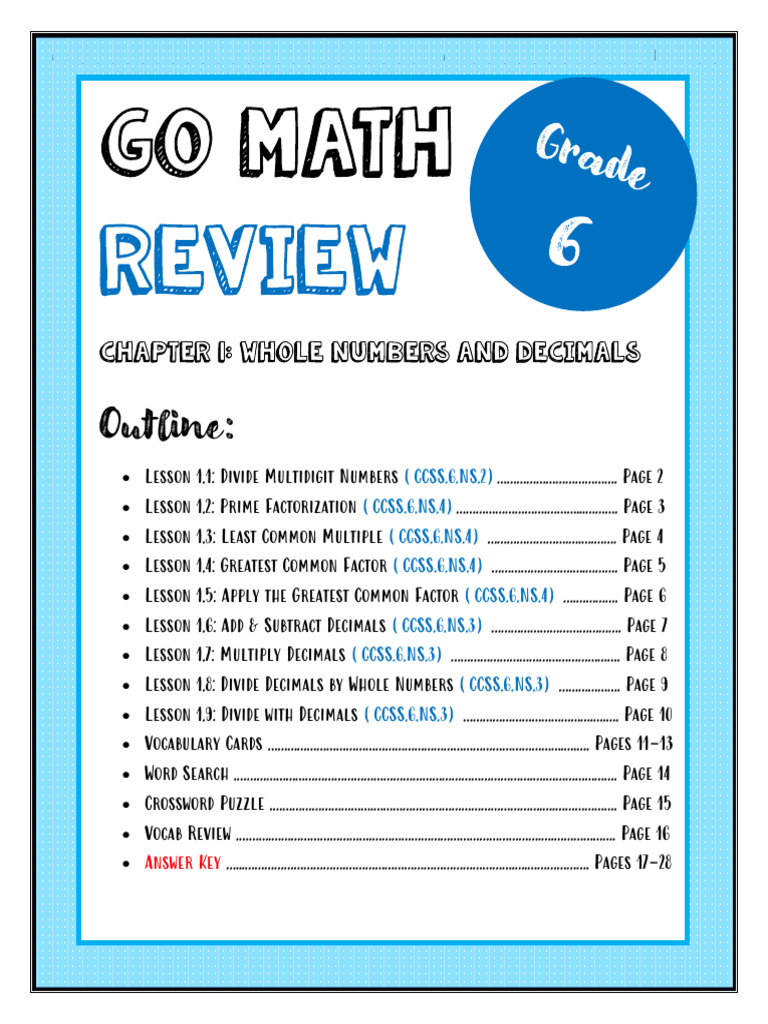 Go Math Chapter 1 Review Guide | PDF | Multiplication | Numbers