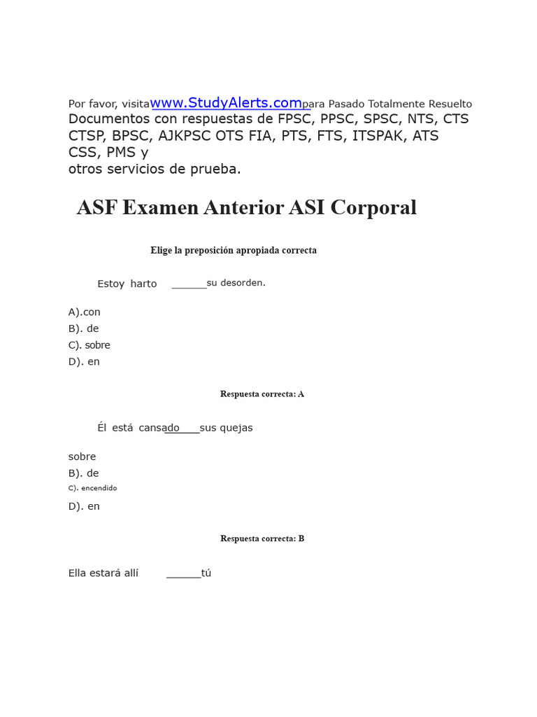 Descargar Examen Anterior ASF ASI Corporal | PDF | Pakistán | Surah