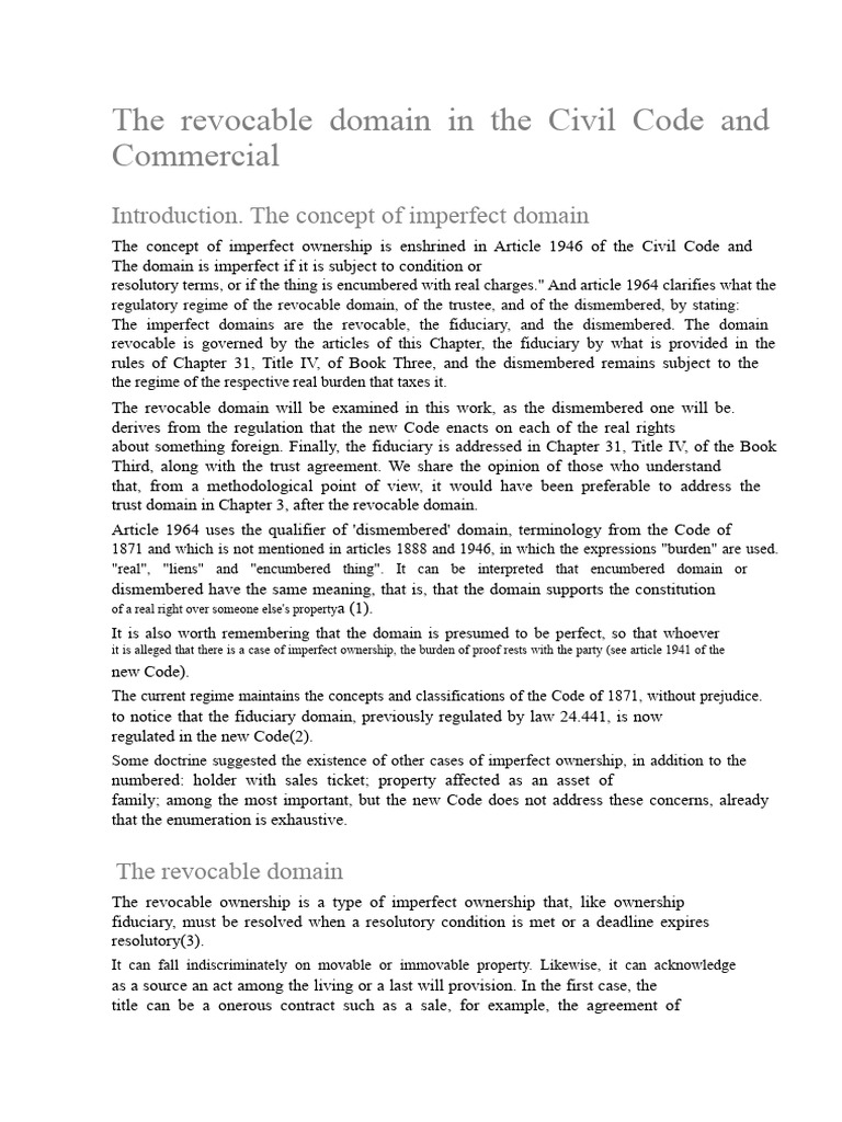 C2 The Revocable Domain in The Civil and Commercial Code | PDF ...