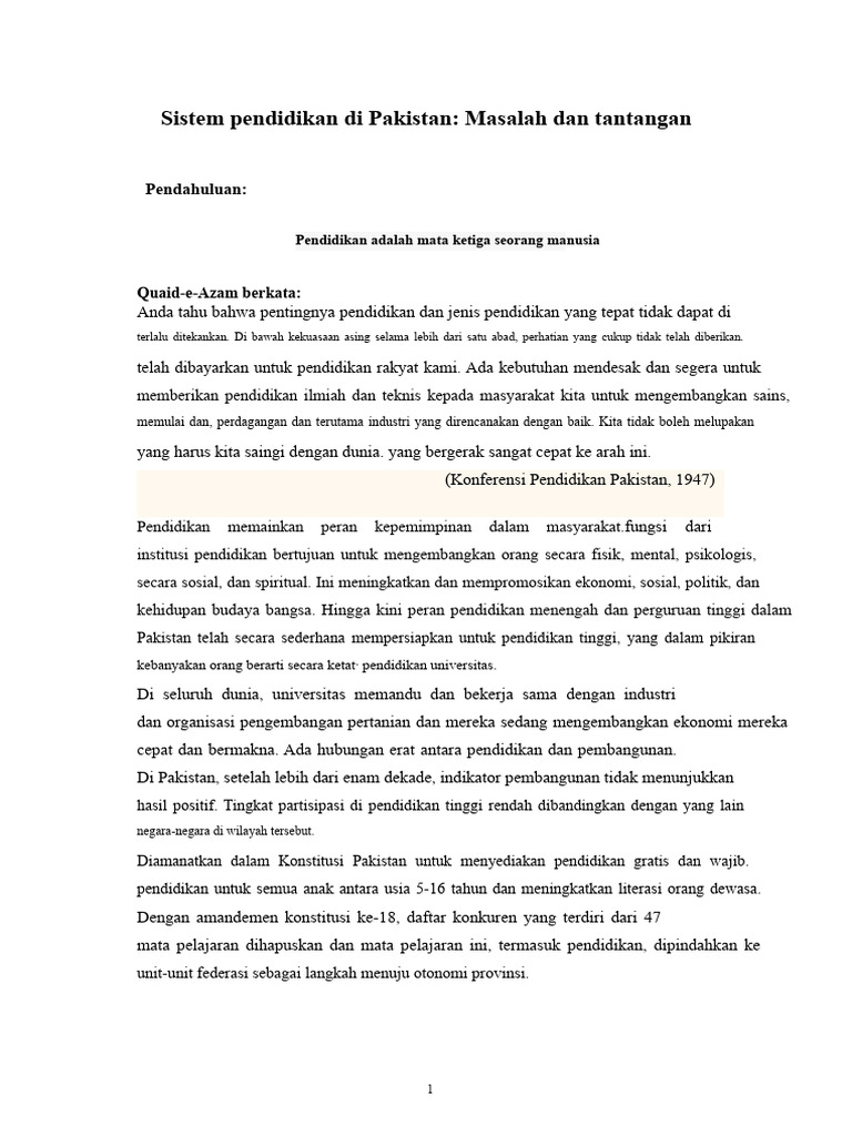 Sistem Pendidikan Di Pakistan - Masalah Dan Tantangan - Css-Forum | PDF