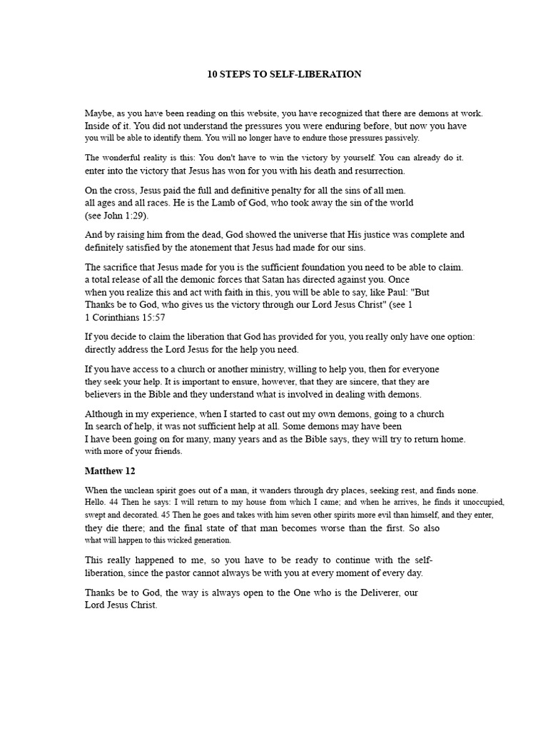 10 Steps to Spiritual Self-Liberation | PDF | Jesus | Demons