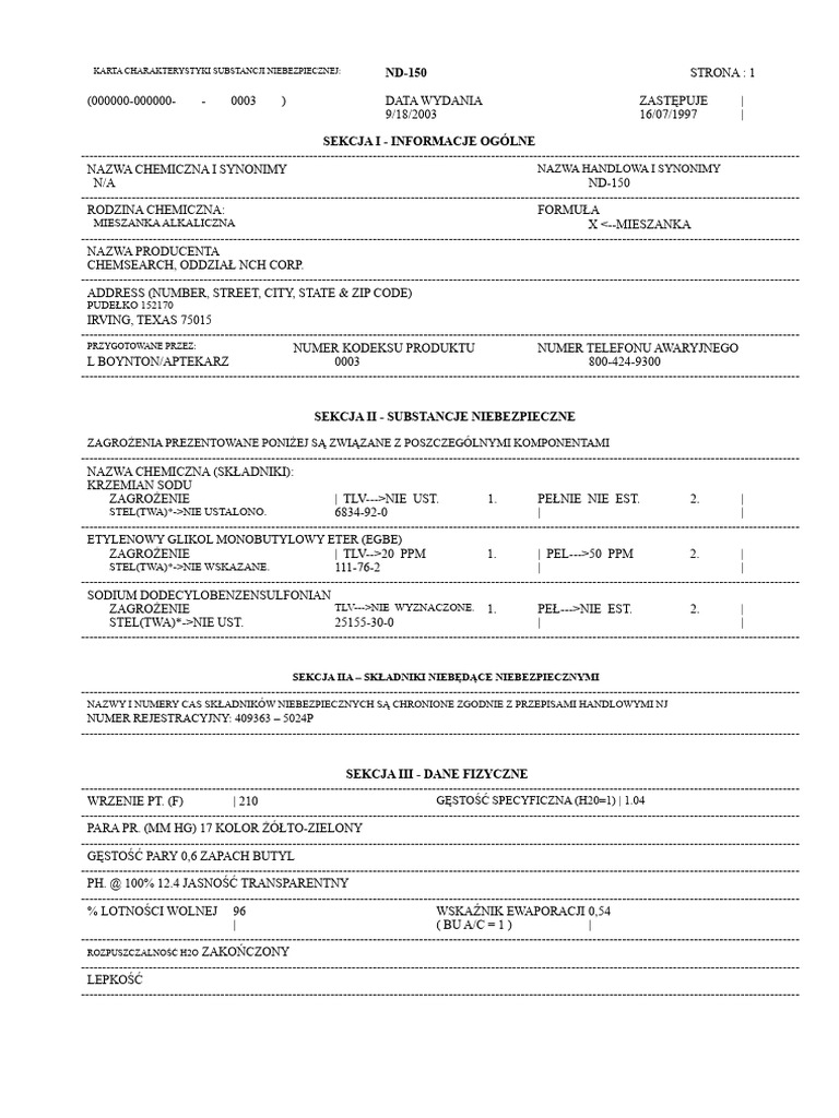 ND-150 MSDS PDF | PDF