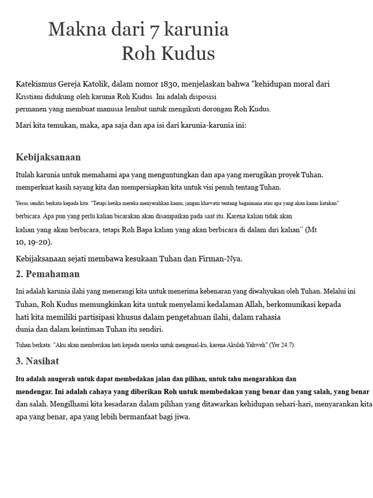 7 Karunia Roh Kudus dalam Kristen | PDF