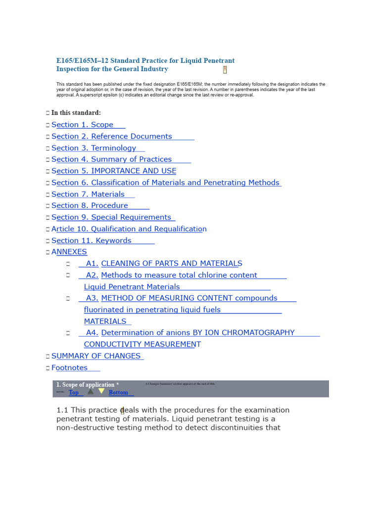 ASTM E165 Penetrant Liquids | PDF | Emulsion | Nondestructive Testing