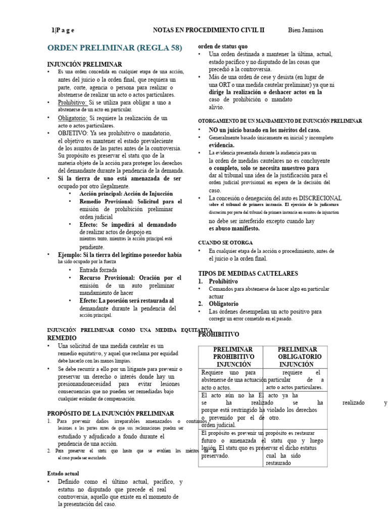 Injunción Preliminar en Procedimiento Civil | PDF | Mandato | Orden de ...
