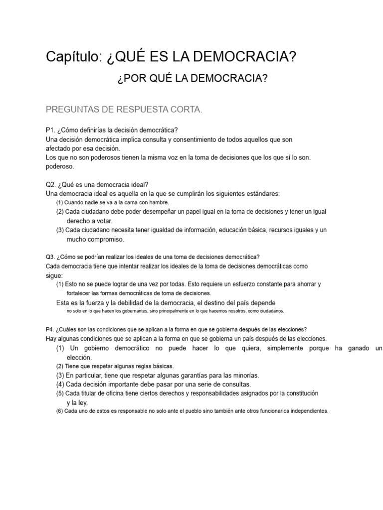 Definición y Características de la Democracia | PDF | Democracia ...