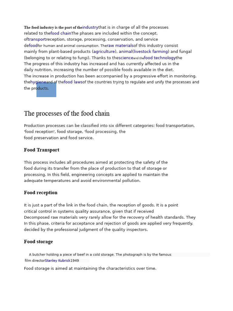 Overview of the Food Industry Processes | PDF | Drink | Meat