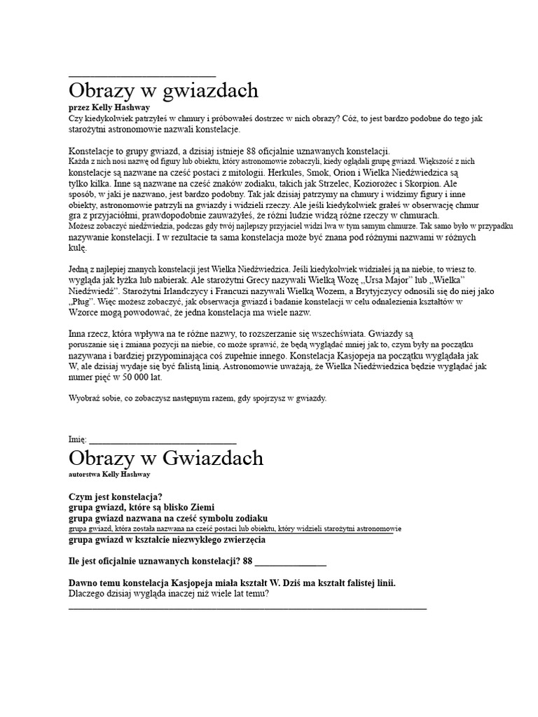 Obrazy W Gwiazdach | PDF