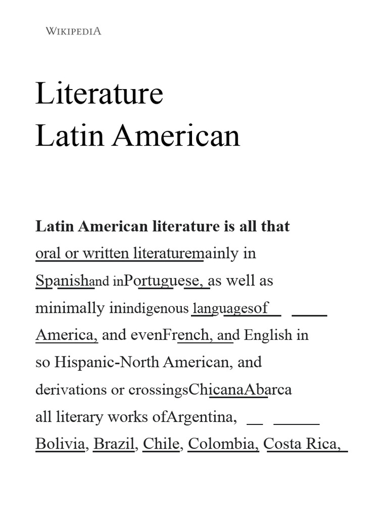 Latin American Literature - Wikipedia, The Free Encyclopedia | PDF ...
