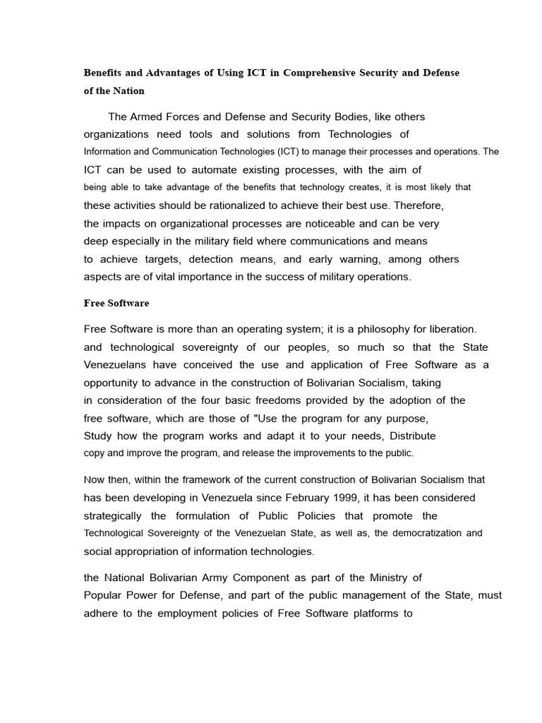 Benefits and Advantages of Using ICT in The Comprehensive Security and ...
