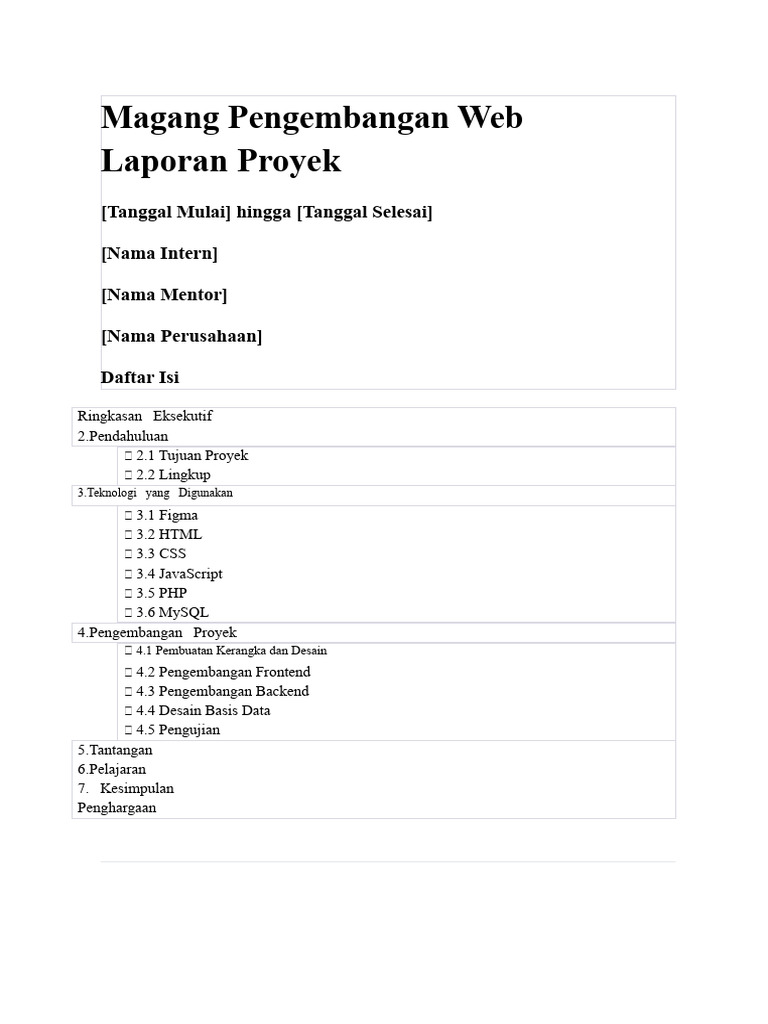 Laporan Magang Web: Proyek Portofolio | PDF