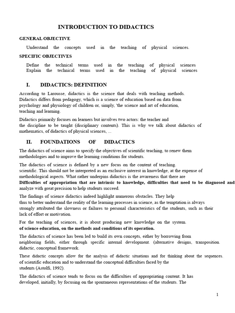 1 Introduction To Didactics | PDF | Knowledge | Science