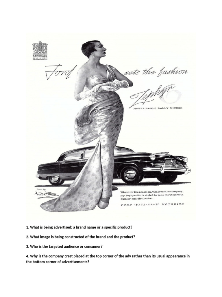 Ford Zephyr Ad Analysis: Target Audience & Style | PDF | Brand ...