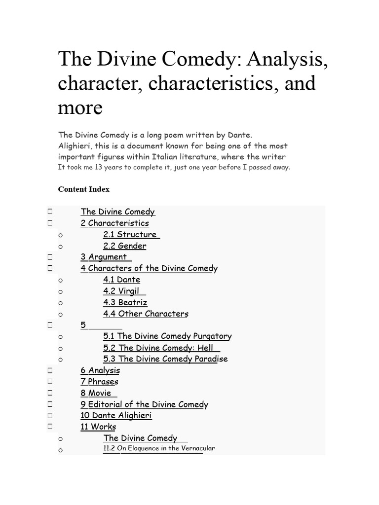 The Divine Comedy | PDF | Divine Comedy | Dante Alighieri