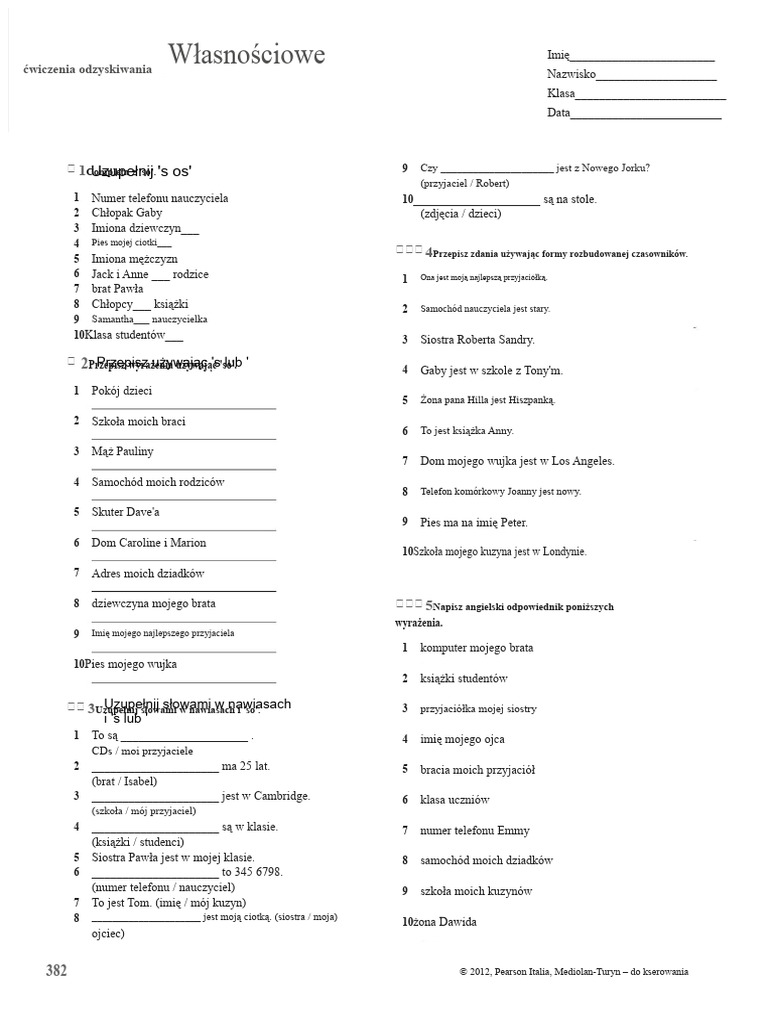 SSSG Angielski 'S Dopełniacz | PDF