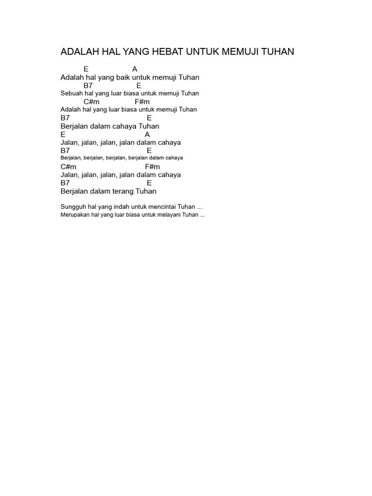 Sungguh Hal Yang Hebat Untuk Memuji Tuhan | PDF