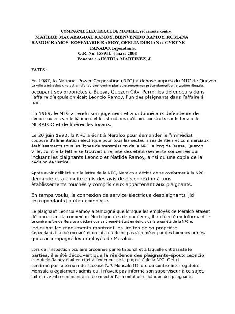 MERALCO Contre RAMOY | PDF