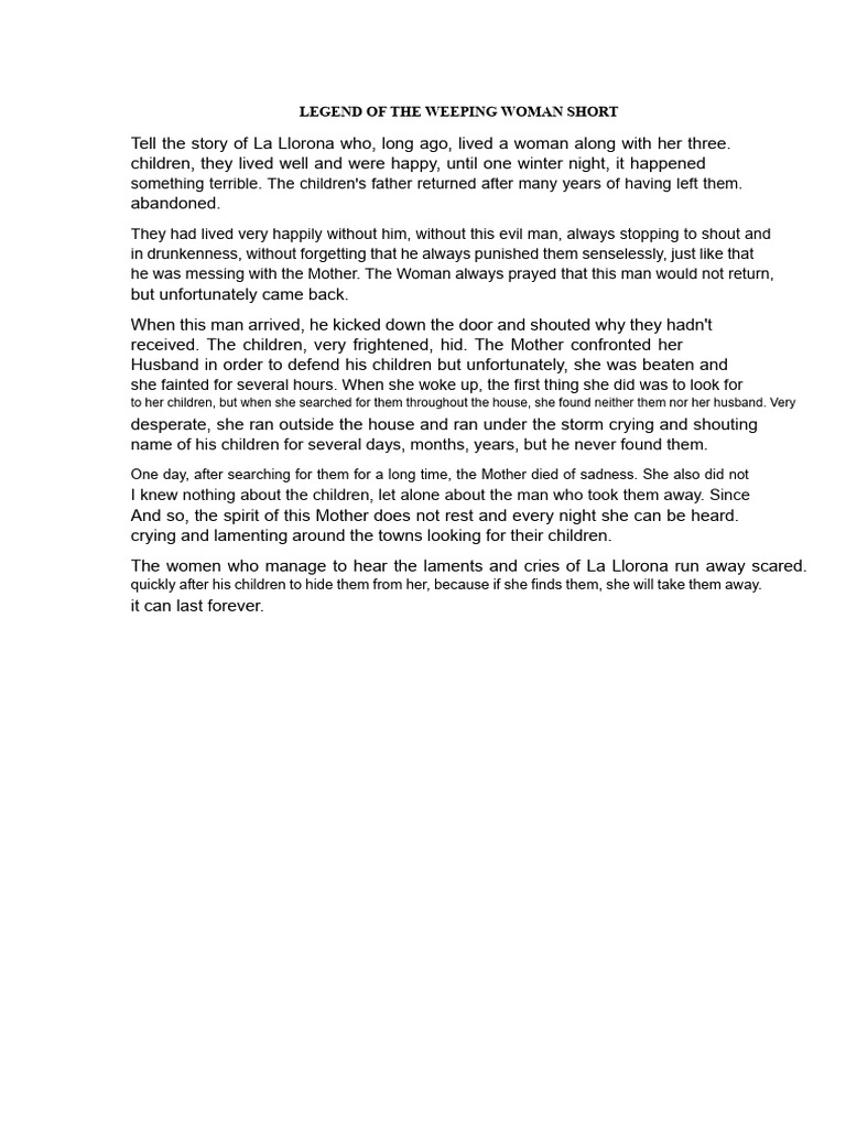 Short Legend of La Llorona | PDF