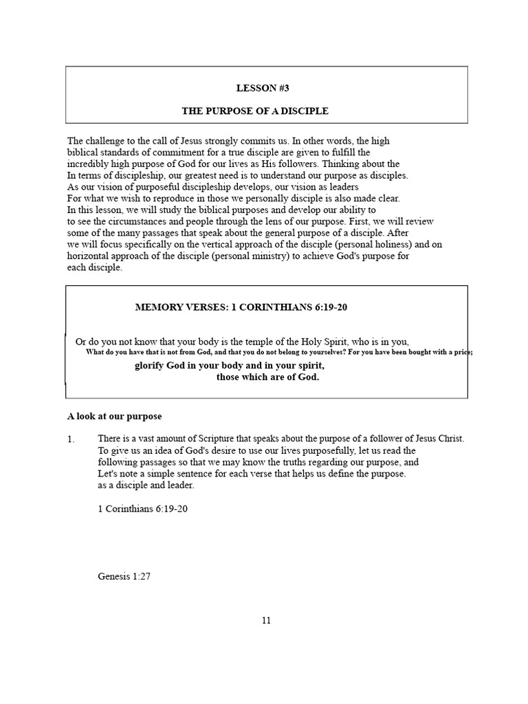 Lesson #3 The Purpose of A Disciple | PDF | Disciple (Christianity ...