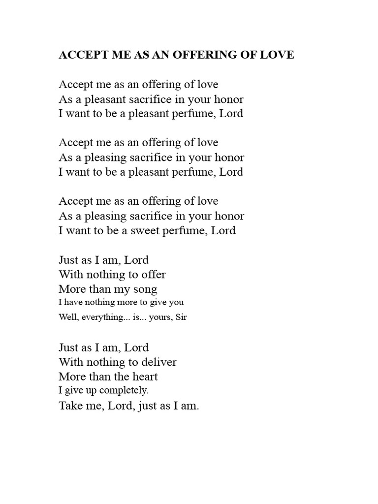 Accept Me As An Offering of Love | PDF