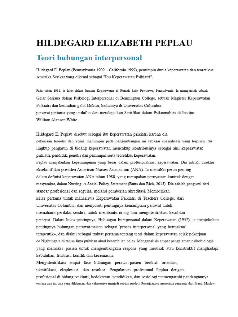 Teori Hubungan Interpersonal Peplau | PDF
