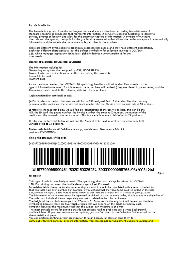 EAN 128 Barcode For Collection | PDF | Barcode | Computing