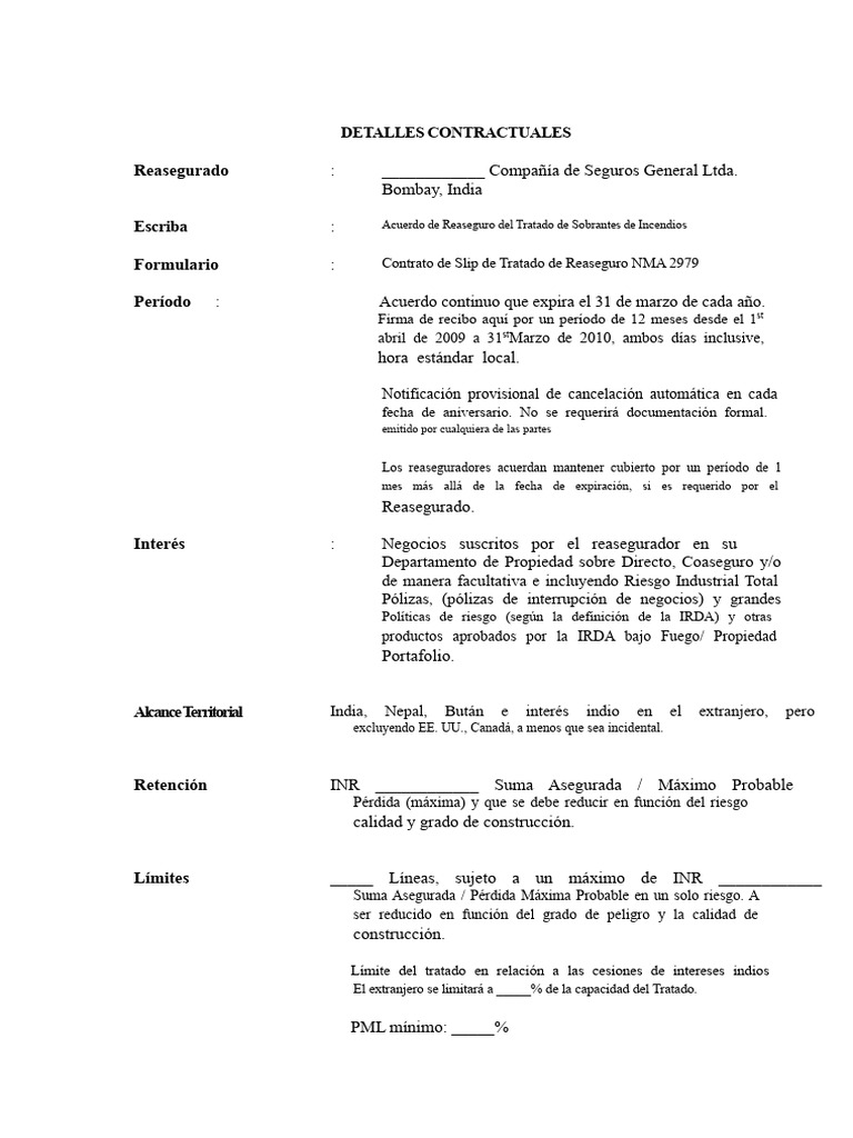 Deslizamiento de Tratado Proporcional | PDF | Reaseguro | Póliza de seguros