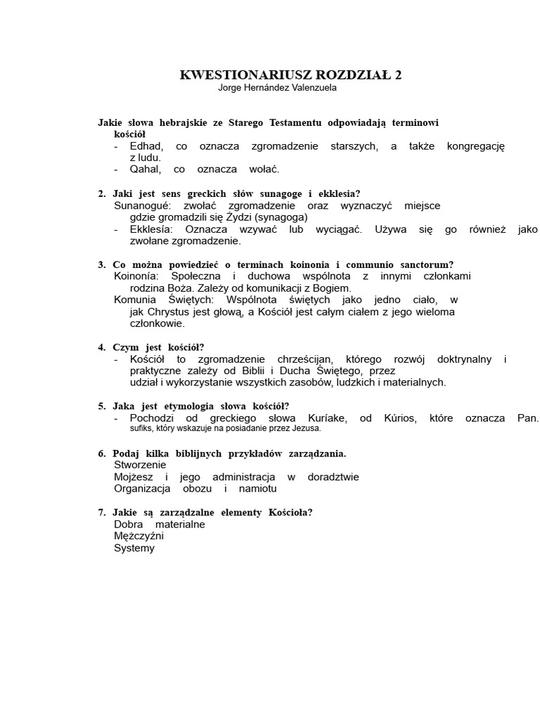 Kwestionariusz Rozdział 2 | PDF