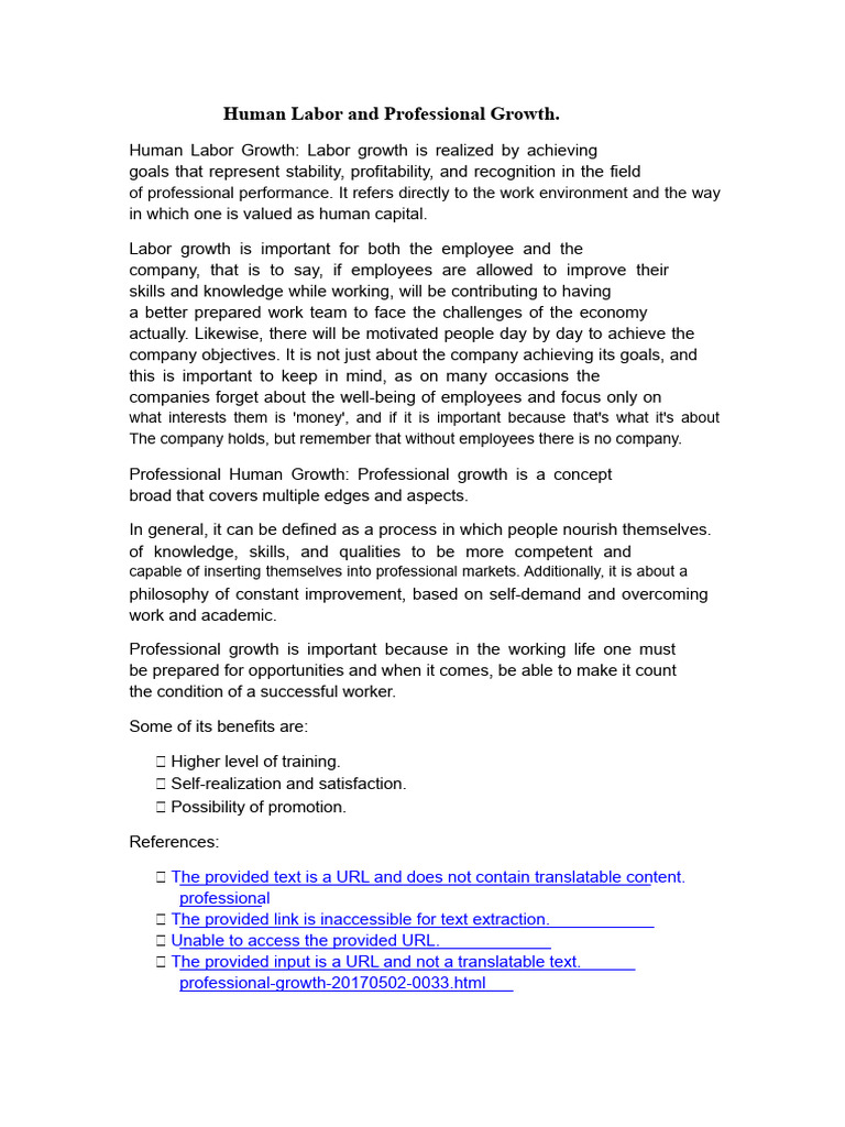 Human Labor and Professional Growth | PDF