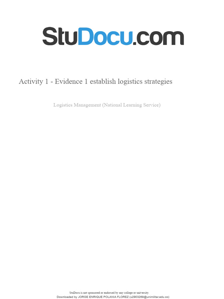 Activity 1 Evidence 1 Establish Logistical Strategies | PDF | Logistics | Strategic Planning