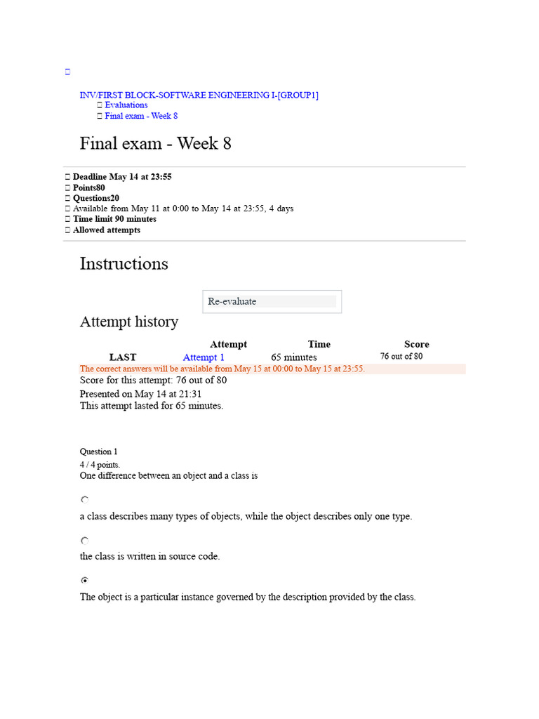 Final Exam Software Engineering 1 | PDF | Software Development Process ...