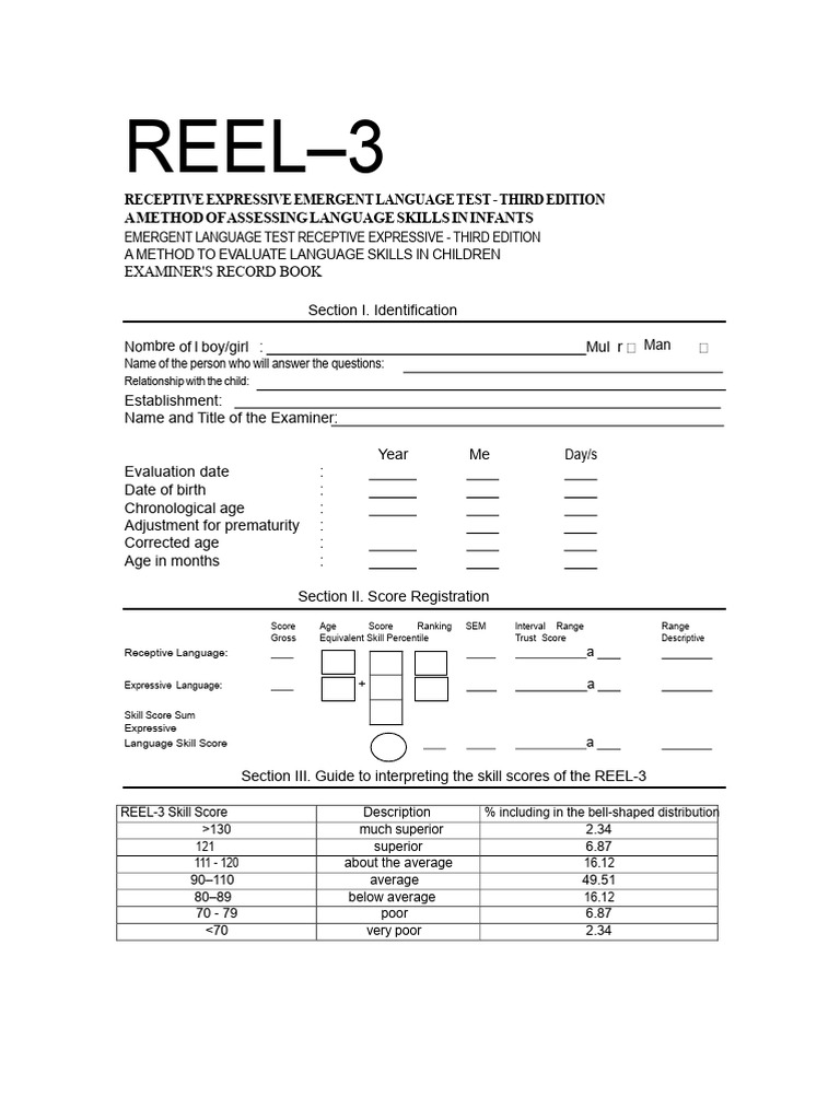 REEL-3 Language Assessment Manual | PDF | Evaluation Methods